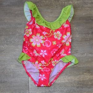 Pink Platinum | Swim | Pink Platinum Pink Green Floral Ruffle Swimsuit ...